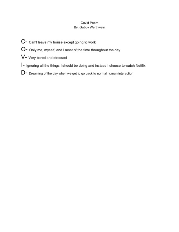 covid poem · Western Wisconsin COVID-19 Archive Project · UW-Eau Claire ...