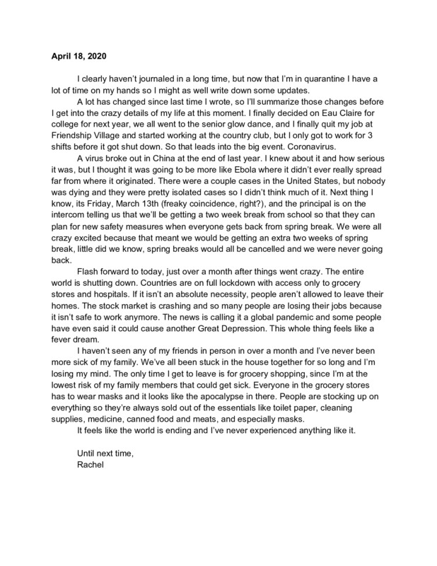 Pandemic Journals · Western Wisconsin COVID-19 Archive Project · UW-Eau ...